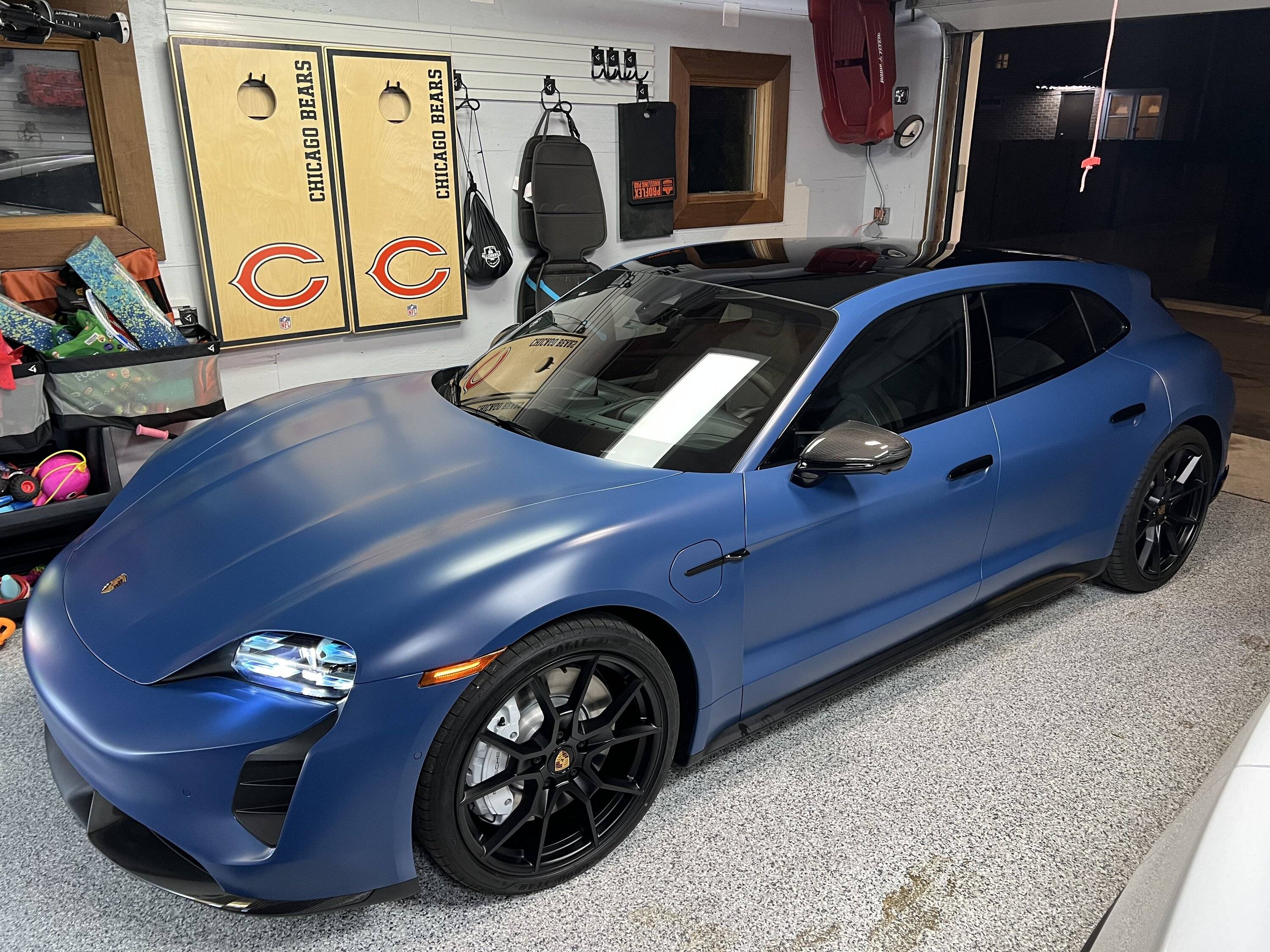 Taycan GTS Sport Turismo is home, safe and sound [Neptune Blue, XPEL ...