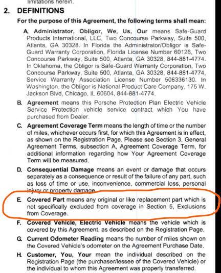 Porsche EV Service Protection Plan agreement (US)- Example contract ...