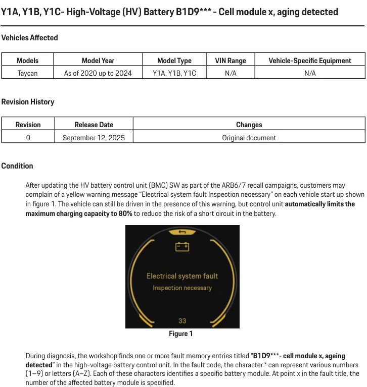TSB: Yellow warning: "Electrical System Fault Inspection Necessary" after ARB6/ARB7 & HV Battery ...