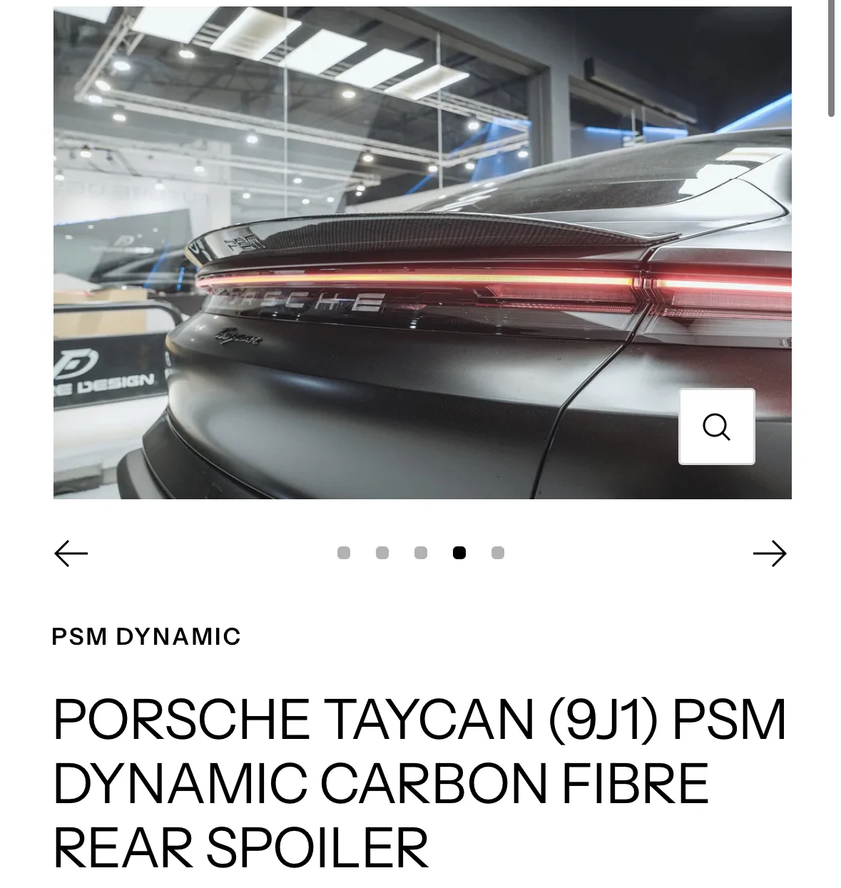 PSM DYNAMIC CARBON FIBRE REAR SPOILER | TaycanForum -- Porsche Taycan ...